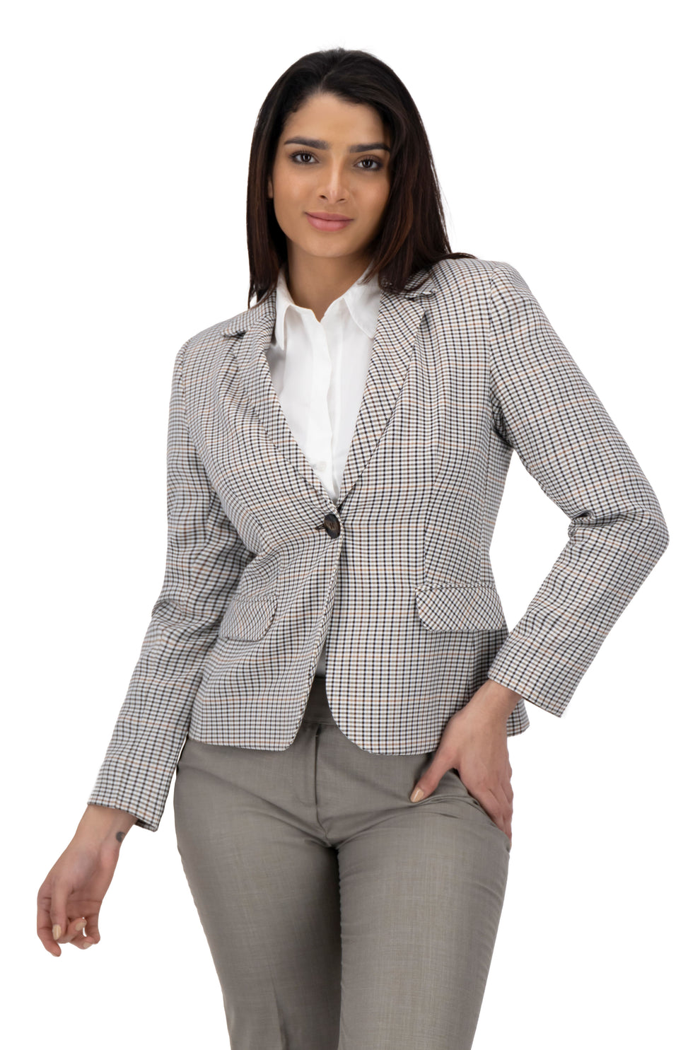 Saco Color Beige RayasNegro/Naranja – Langiani